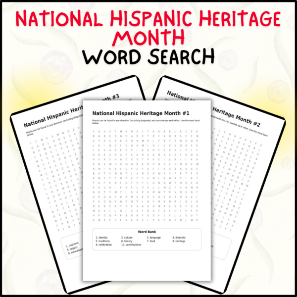 National Hispanic Heritage Month Word Search Puzzle: Celebrate Hispanic ...