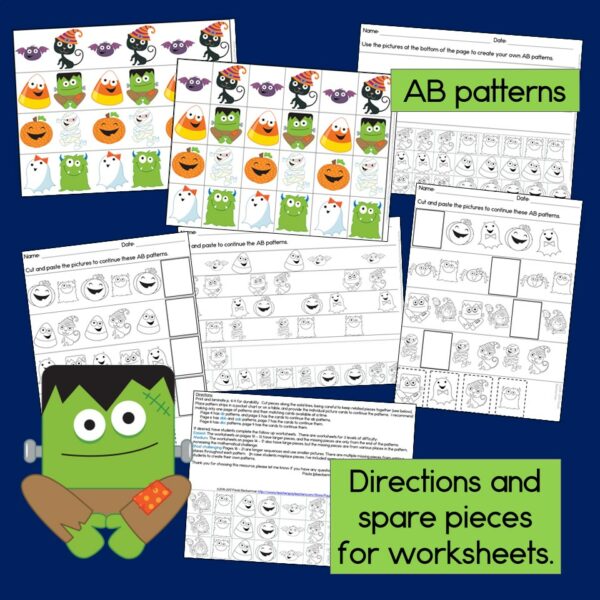 Halloween Patterns Math Center AB ABC AAB and ABB Patterns | Made By ...