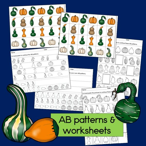 Pumpkin Patterns Fall Math Center with AB ABC AAB and ABB Patterns ...