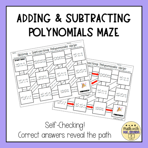 Adding and Subtracting Polynomials Maze Worksheet | Made By Teachers