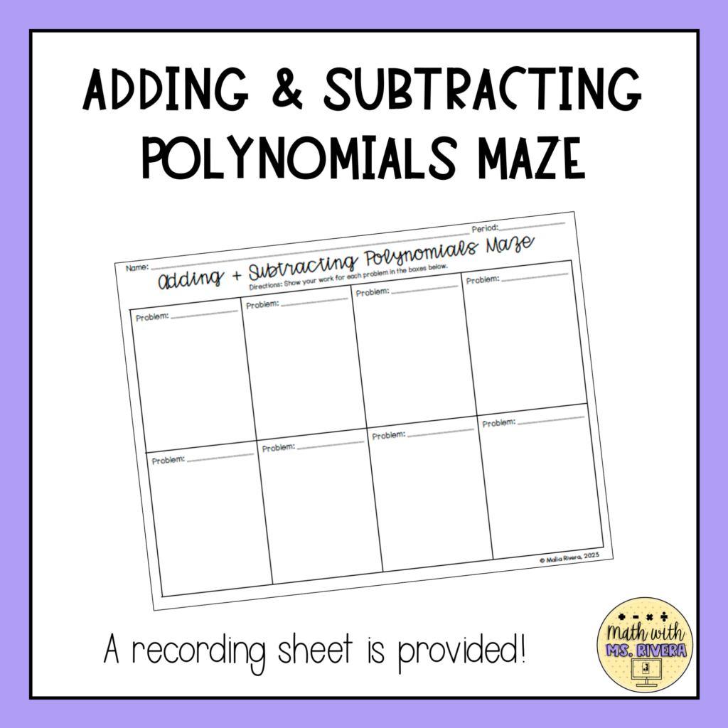Adding and Subtracting Polynomials Maze Worksheet | Made By Teachers