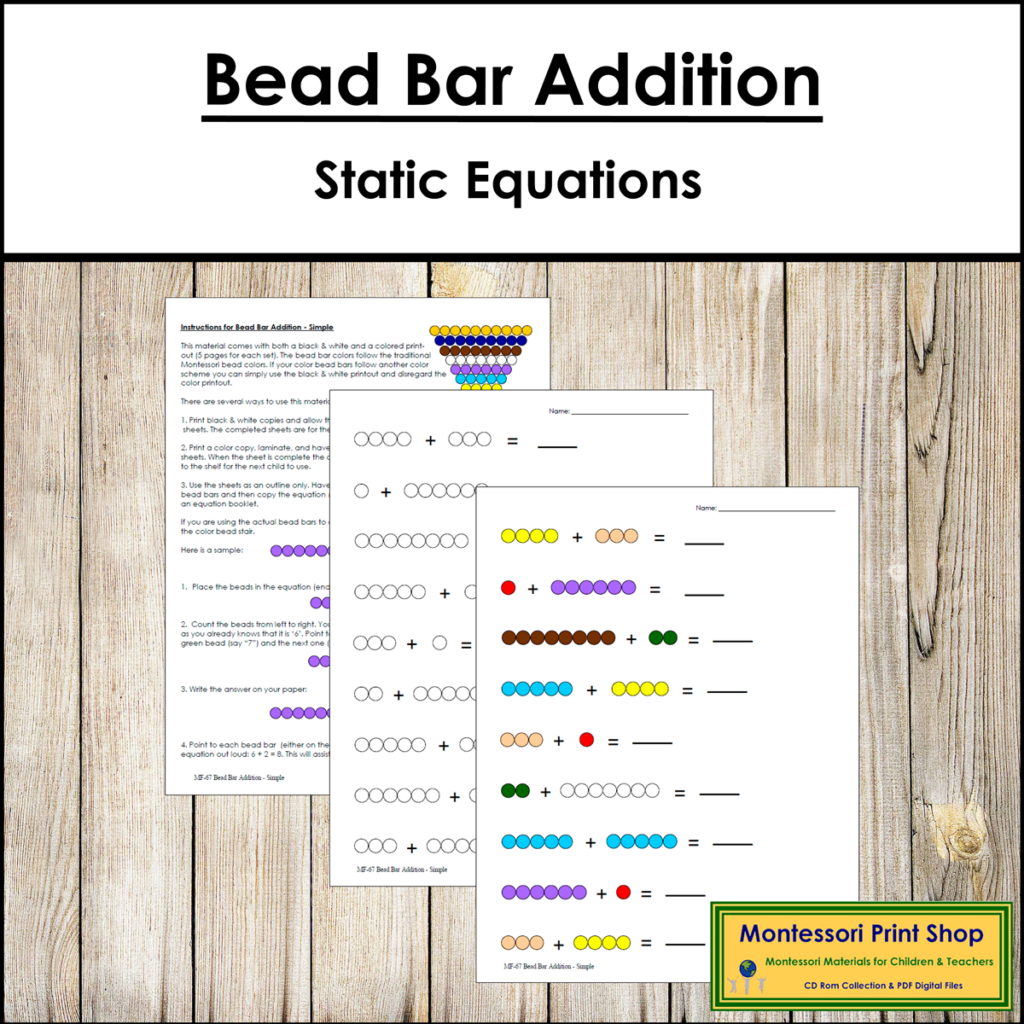 Addition with Montessori Bead Bars - Static Addition - Made By Teachers