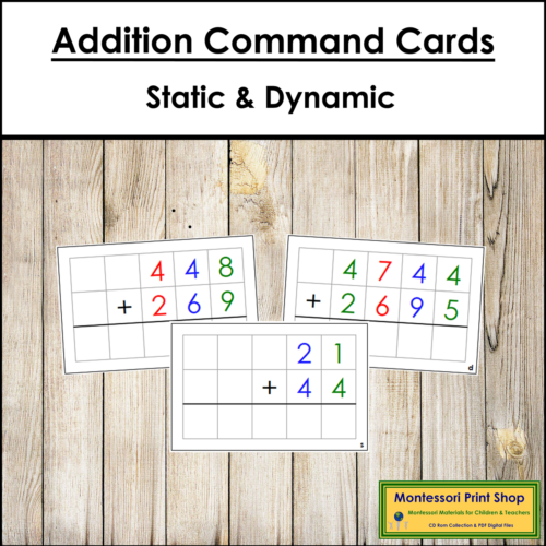 Addition Command Cards - Montessori Math Task Cards (Color-Coded ...