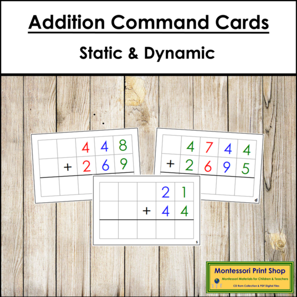 Addition Command Cards - Montessori Math Task Cards (Color-Coded ...