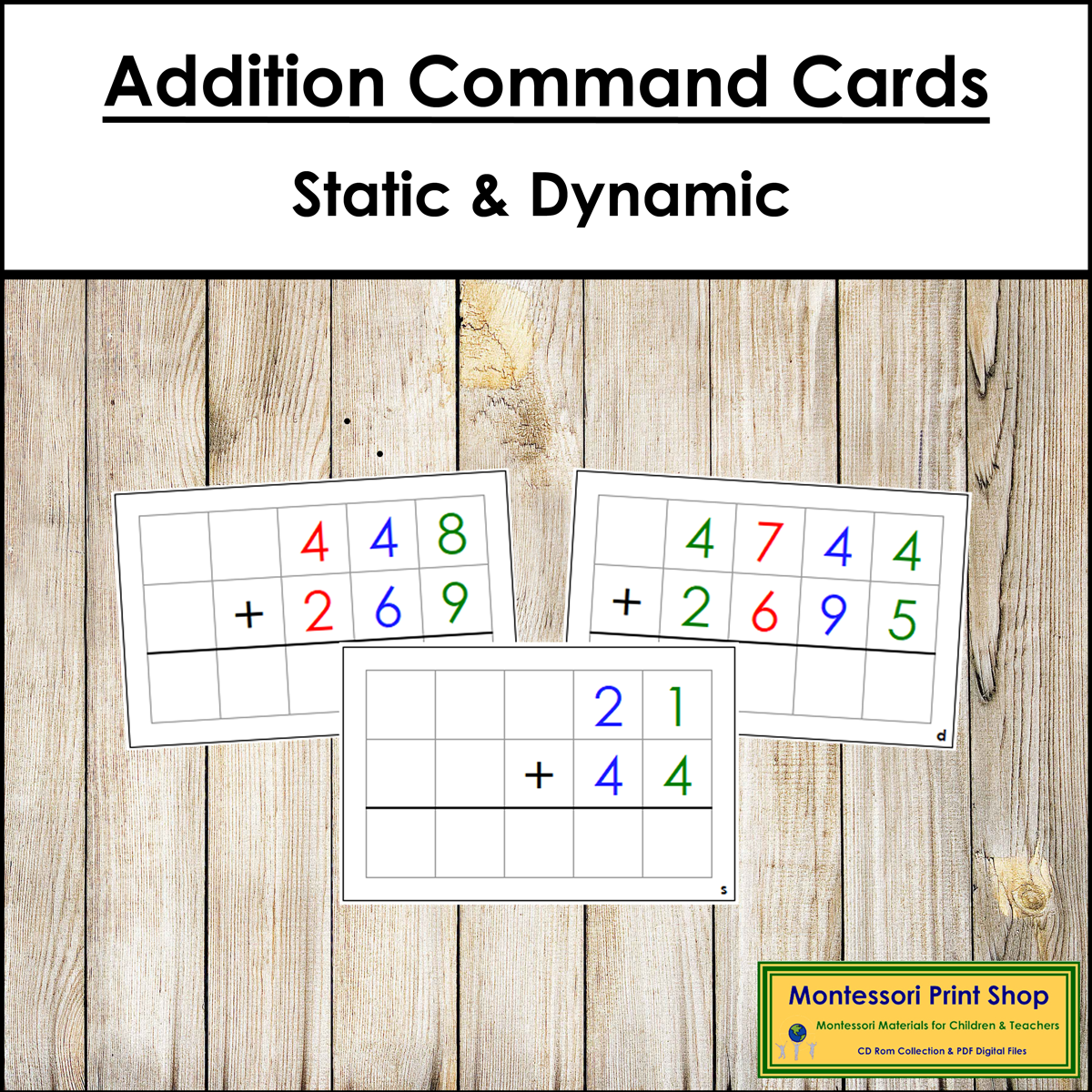 Addition Command Cards - Montessori Math Task Cards (Color-Coded ...
