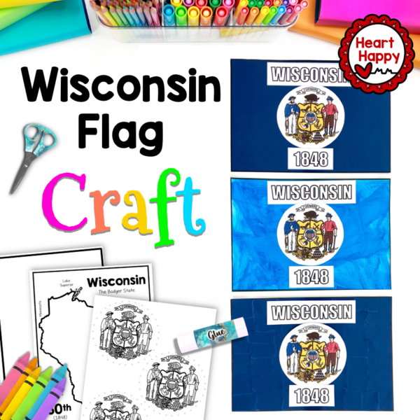 Wisconsin State Flag Craft | Wisconsin State Symbols | Made By Teachers