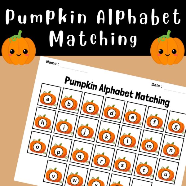 Preschool and Kindergarten Activity, Pumpkin Alphabet Matching - Made ...