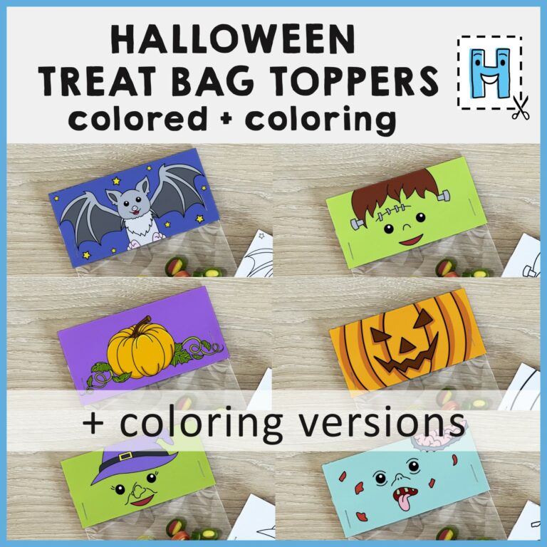 Halloween treat bag topper Printable Coloring Activity Craft Decor Bat ...