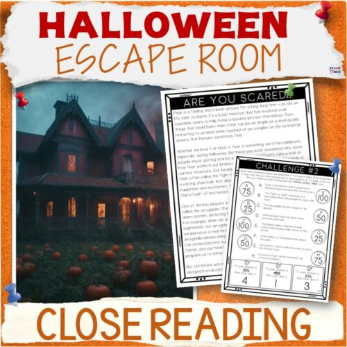 Halloween Escape Room Close Reading Spooky Passage Activity - Print and ...