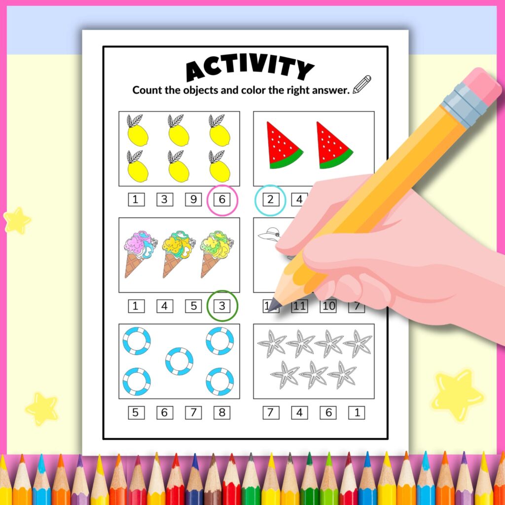 Kindergarten Number Activities and Math Worksheets with Matching Number ...
