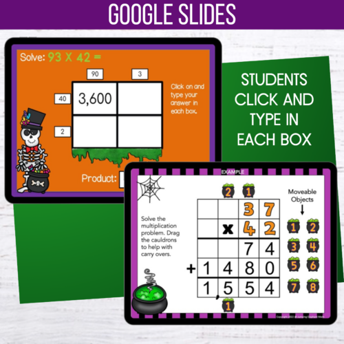 Halloween 2 Digit by 2 Digit Multiplication Area Model and Standard ...