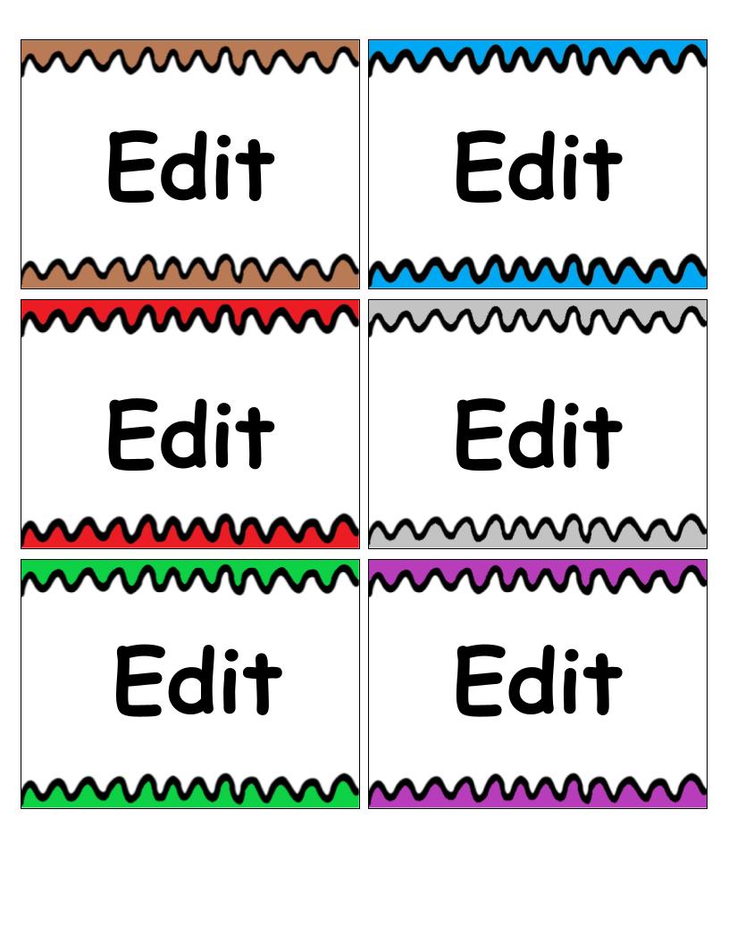 Editable Name Tags Locker Labels Book Bin Cubby Crayon Cup Customizable ...