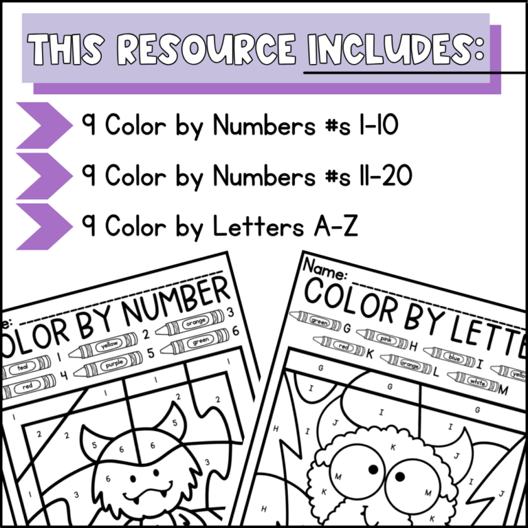 Monsters Color by Code - Monsters Color by Number - Monsters Color by ...