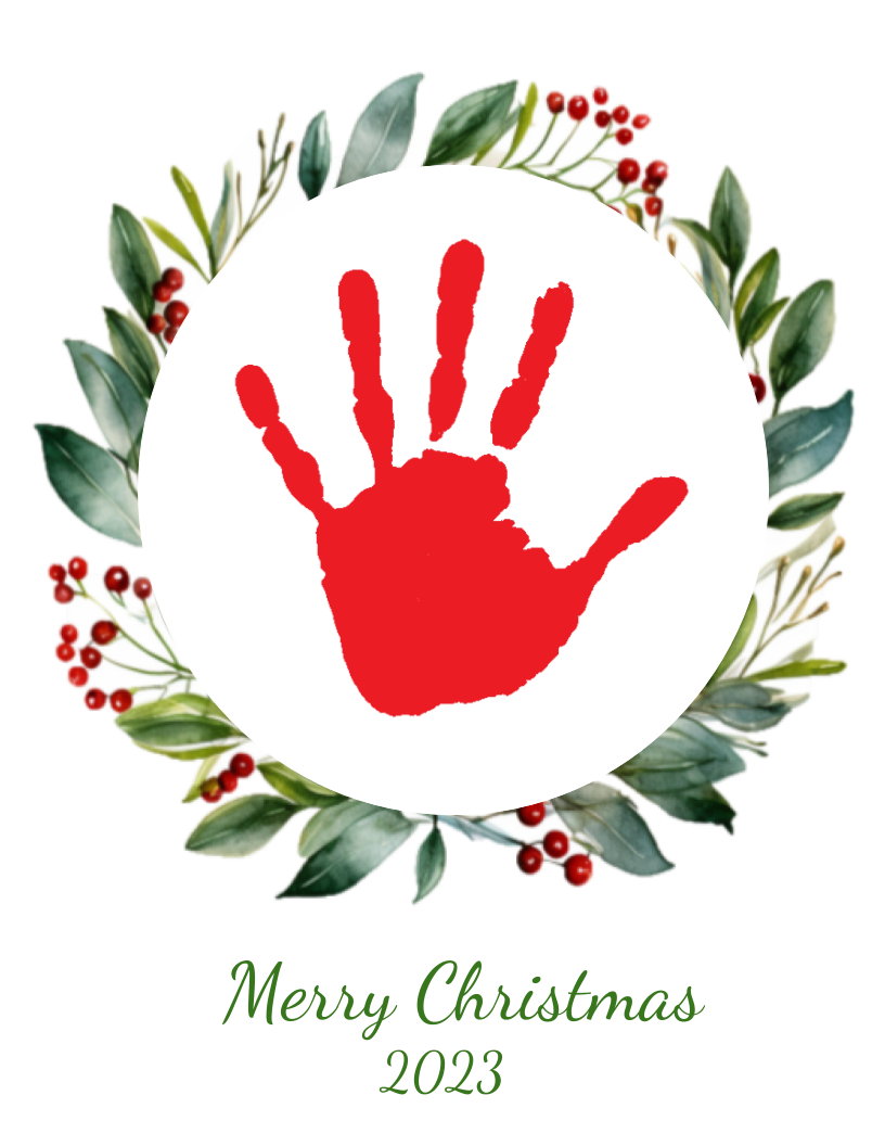 Christmas Handprint Child / Student Craft Art Merry and Bright Lights ...