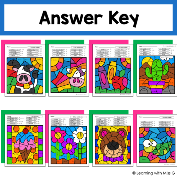 Adding with Doubles Color By Number | Math Coloring Pages - Made By ...
