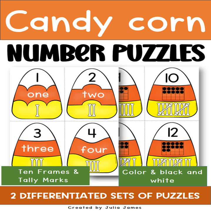 Number Matching Puzzles 0 to 20| Scarecrow Ten Frames | Made By Teachers