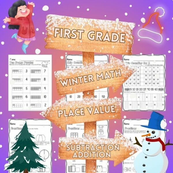 Winter Math Worksheets First Grade Addition Subtraction Shapes Place ...
