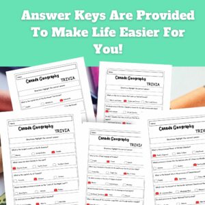 Canadian Geography Worksheets - Canadian Geography Trivia & Quiz Cards ...