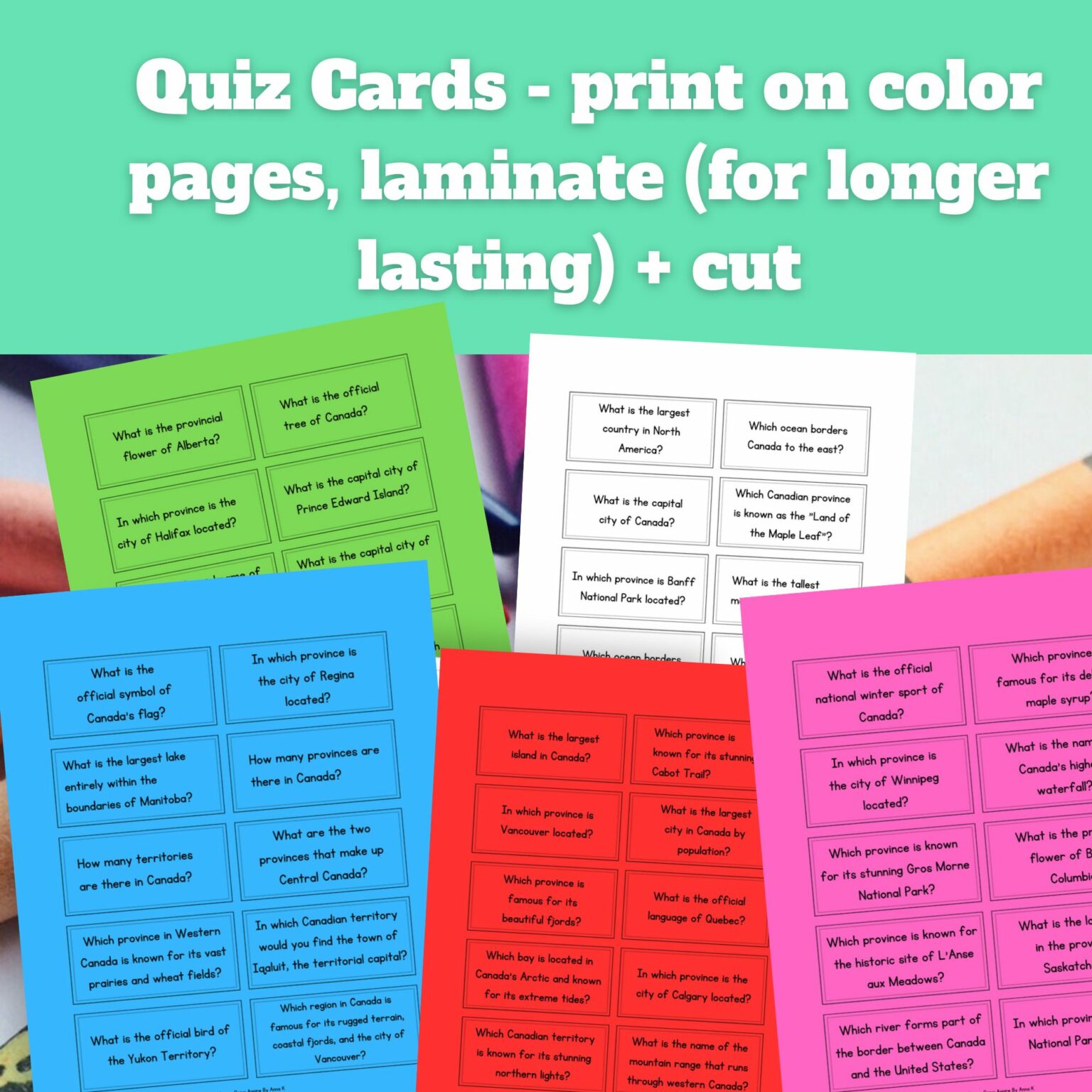 Canadian Geography Worksheets - Canadian Geography Trivia & Quiz Cards ...