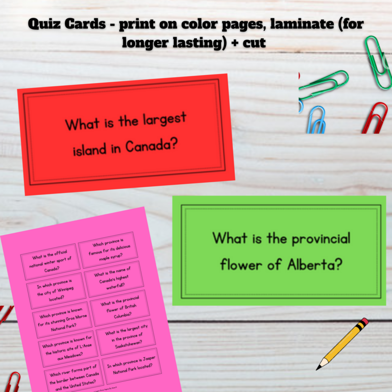 Canadian Geography Worksheets - Canadian Geography Trivia & Quiz Cards ...