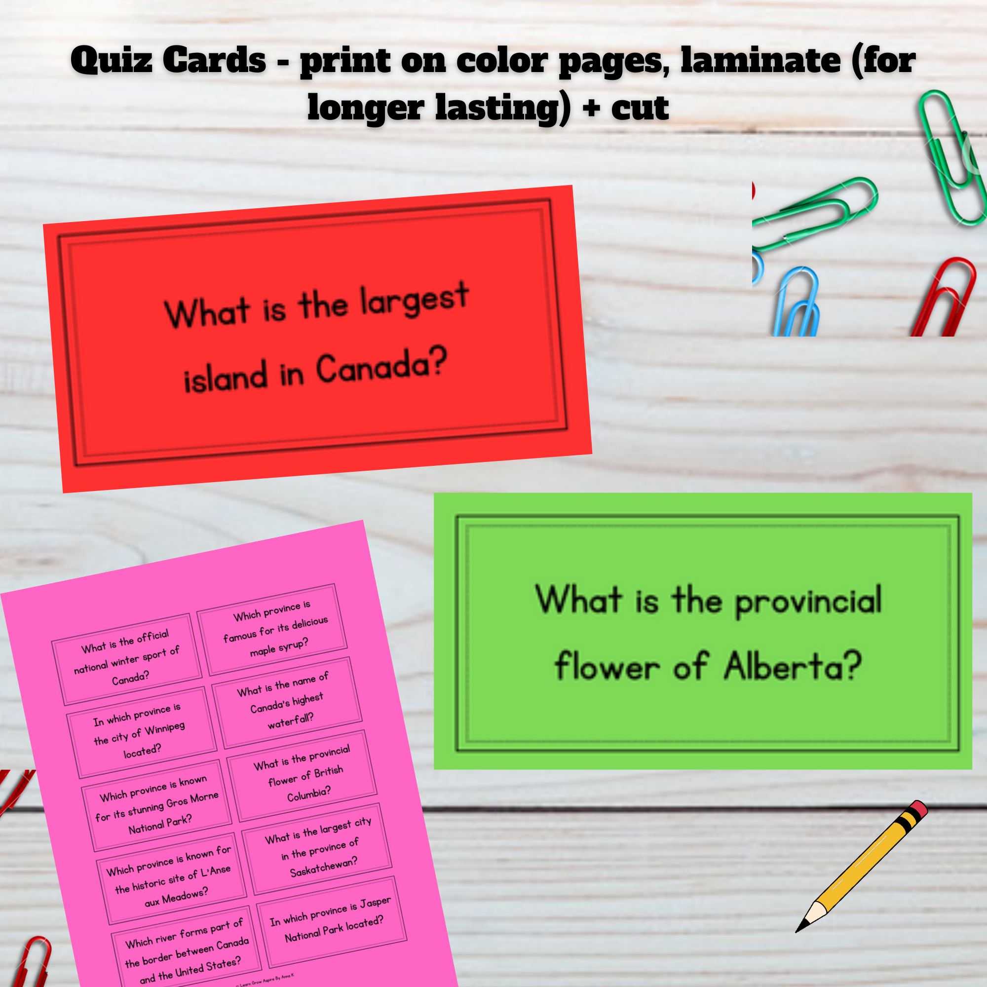 Canadian Geography Worksheets - Canadian Geography Trivia & Quiz Cards ...