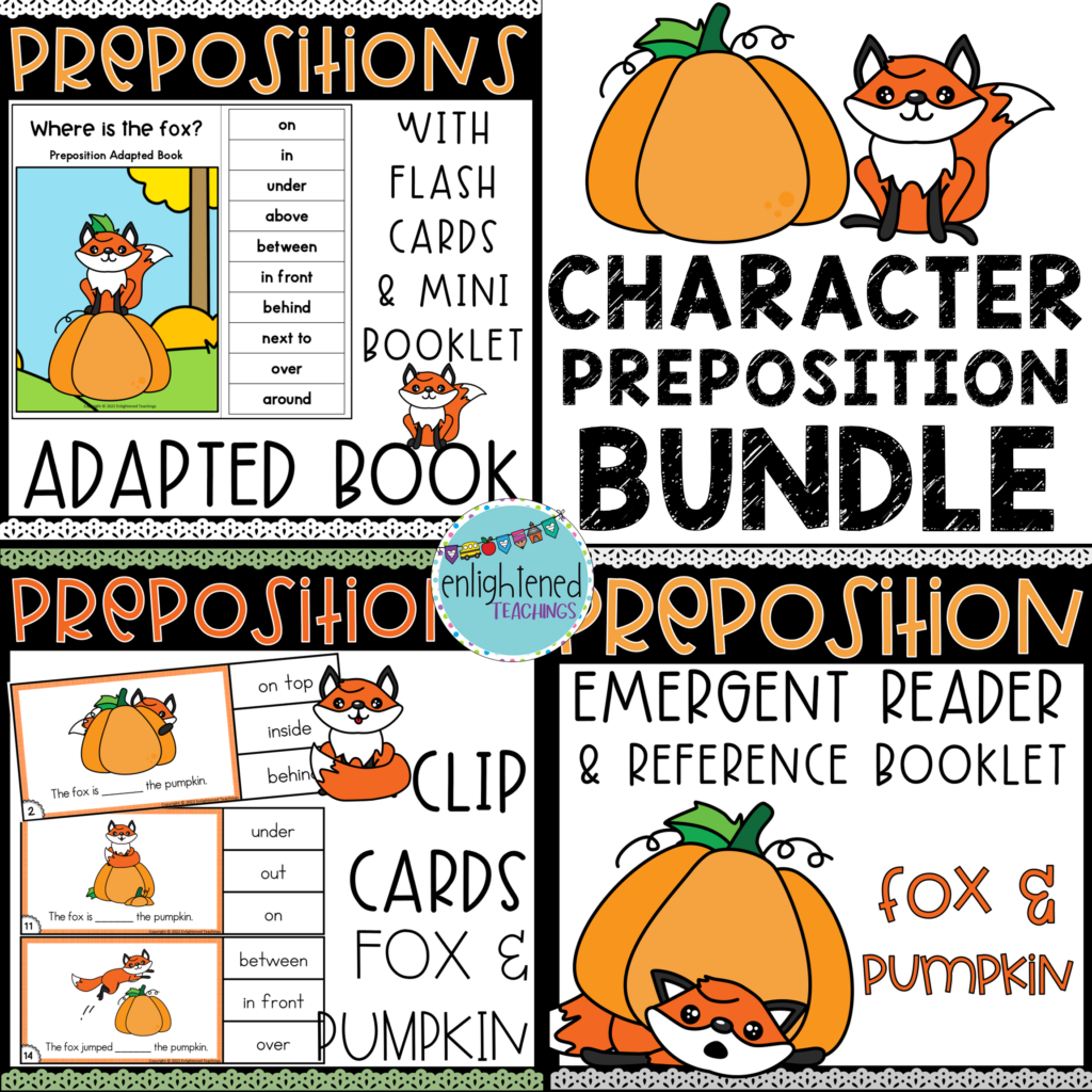 FOX Fall Prepositions Activity BUNDLE Adapted Book, Clip Cards ...