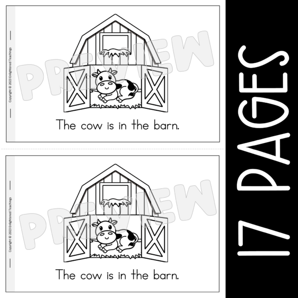 COW Farm Prepositions Emergent Reader Reference Guide Farm Prepositions ...