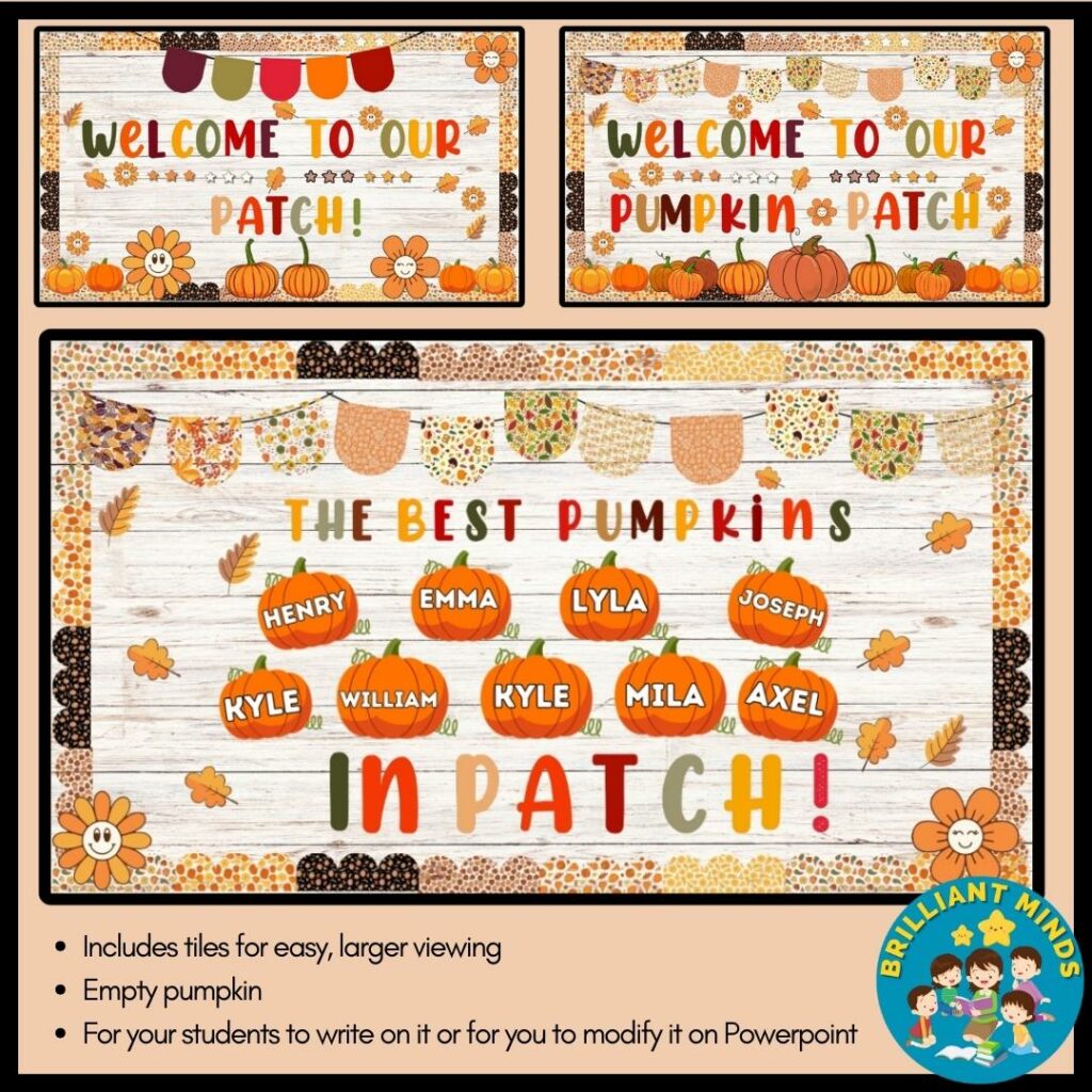 Groovy Fall Bulletin Board Kit / Retro Fall Decor / Pumpkin Patch ...