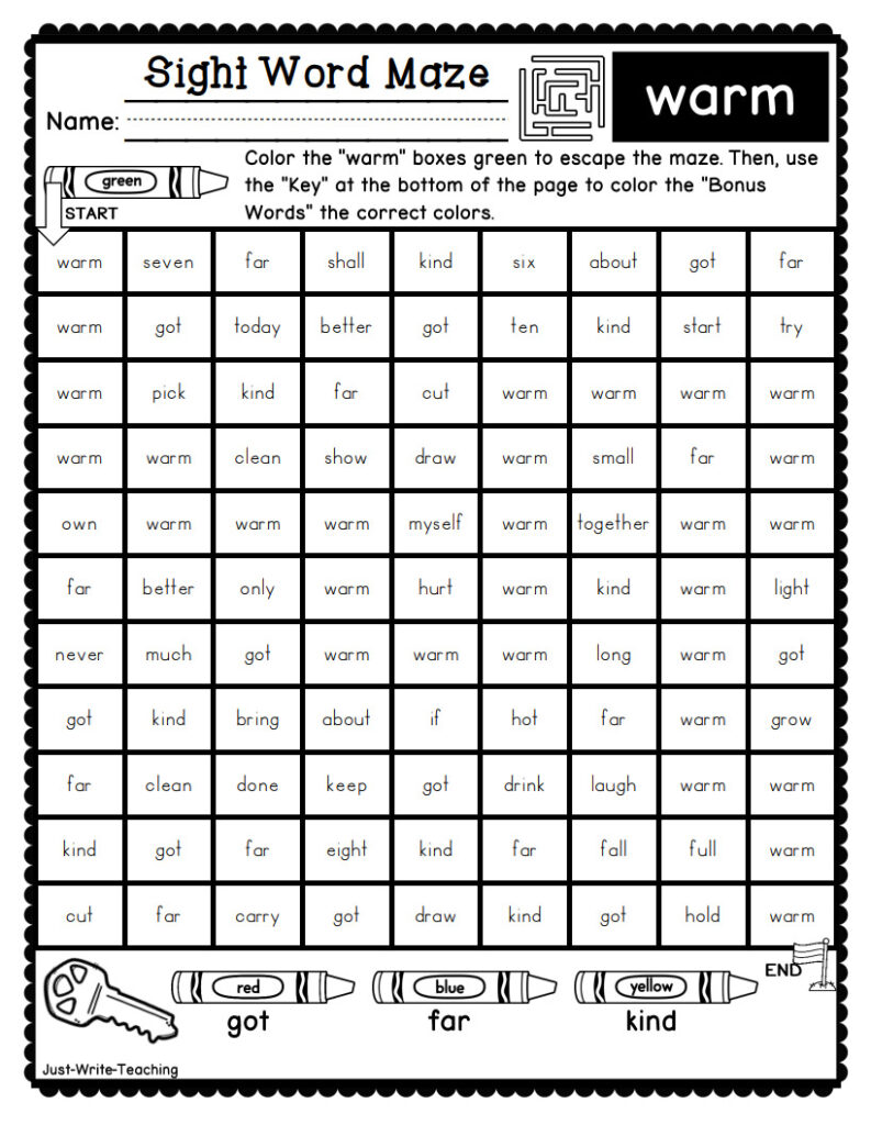 Third Grade Sight Word Mazes - Made By Teachers