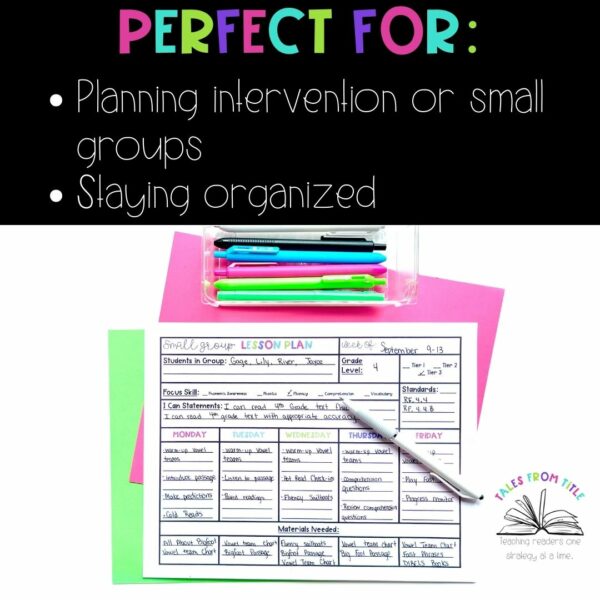 Small Group Lesson Plan Templates - I Can Statements & Intervention ...