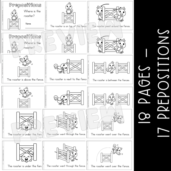 ROOSTER Farm Prepositions Emergent Reader Reference Guide Farm ...