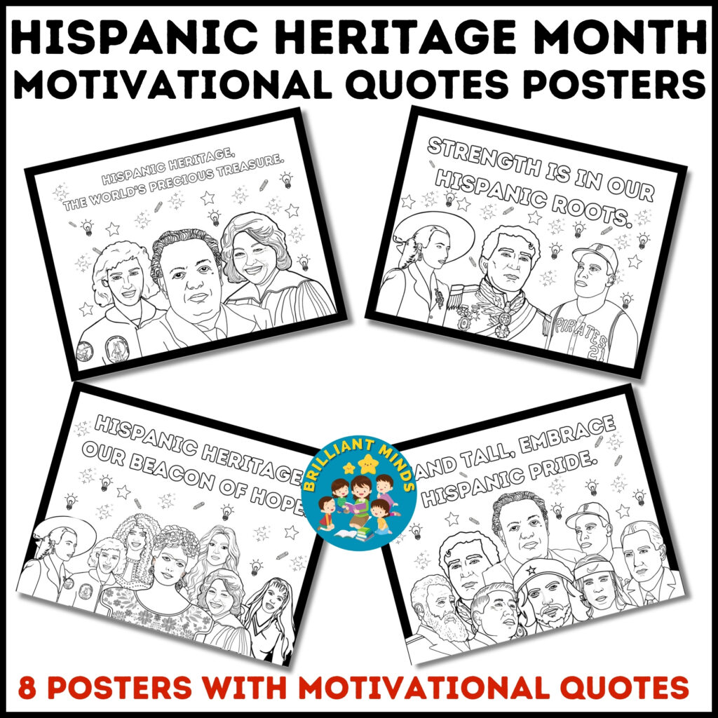 Hispanic Heritage Month Bulletin Board Motivational Quotes Coloring ...
