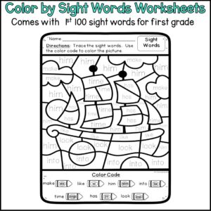 Thanksgiving Coloring Pages Color by Sight Words for 1st Grade - Made ...