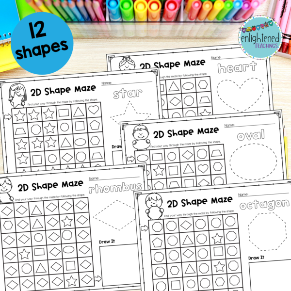 2D Shape Maze Worksheets Shape Worksheets Shape Activities Shape ...