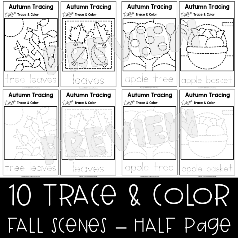 Autumn Fall Tracing Worksheets Fall Tracing Mats Fall Trace & Color ...