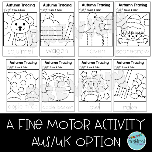 Autumn Fall Tracing Worksheets Fall Tracing Mats Fall Trace & Color ...