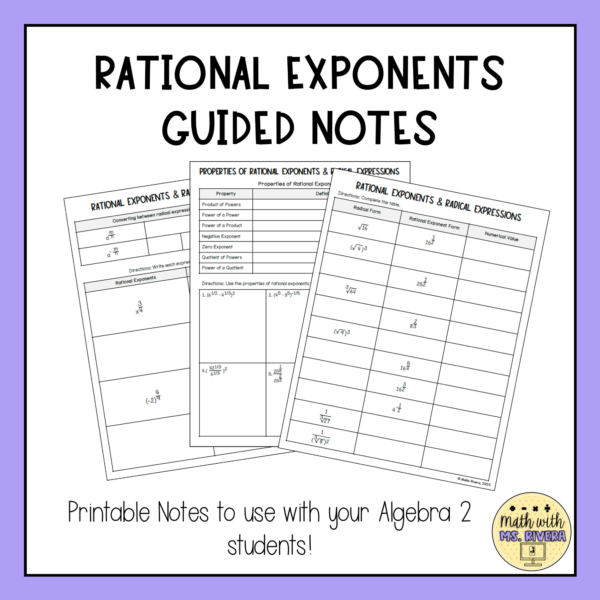 Rational Exponents Guided Notes - Made By Teachers