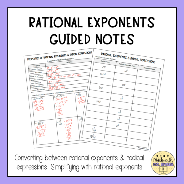 Rational Exponents Guided Notes - Made By Teachers