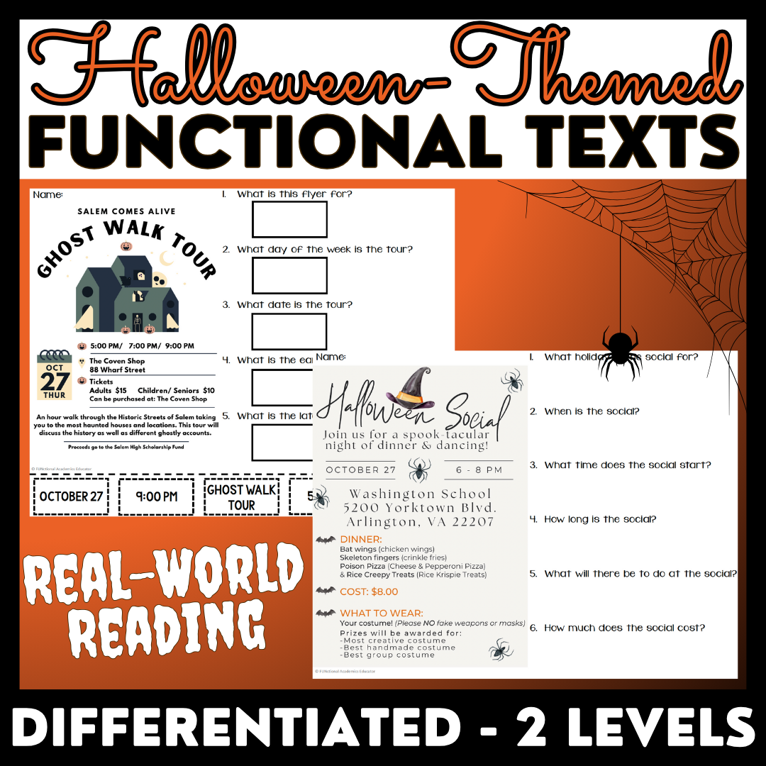 Halloween-Themed Functional Texts - Functional Reading - Unit 2 (Copy ...
