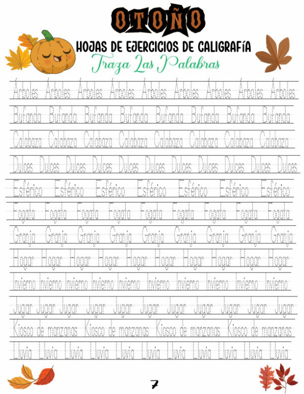 otoño ejercicios de caligrafía | Fall Autumn Pumpkin Calligraphy ...