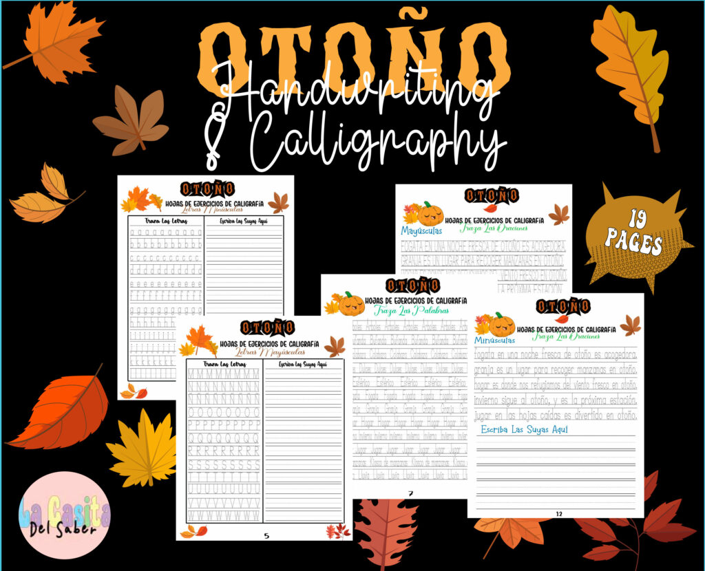 otoño ejercicios de caligrafía | Fall Autumn Pumpkin Calligraphy ...