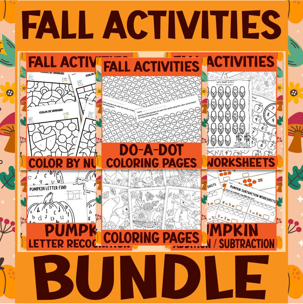 Fall Time Activities BUNDLE - Math, Coloring, Tracing, Alphabets and ...