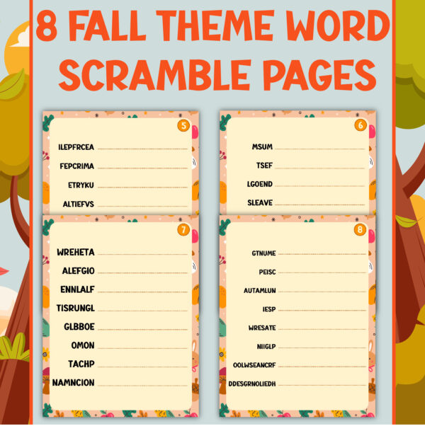 Fall Time Activities - Autumn Theme Word Scramble Puzzles - Puzzles For ...