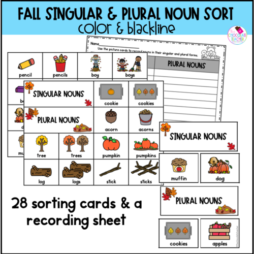 Fall Singular and Plural Nouns - Grammar Worksheets, Noun Sort, Craft ...