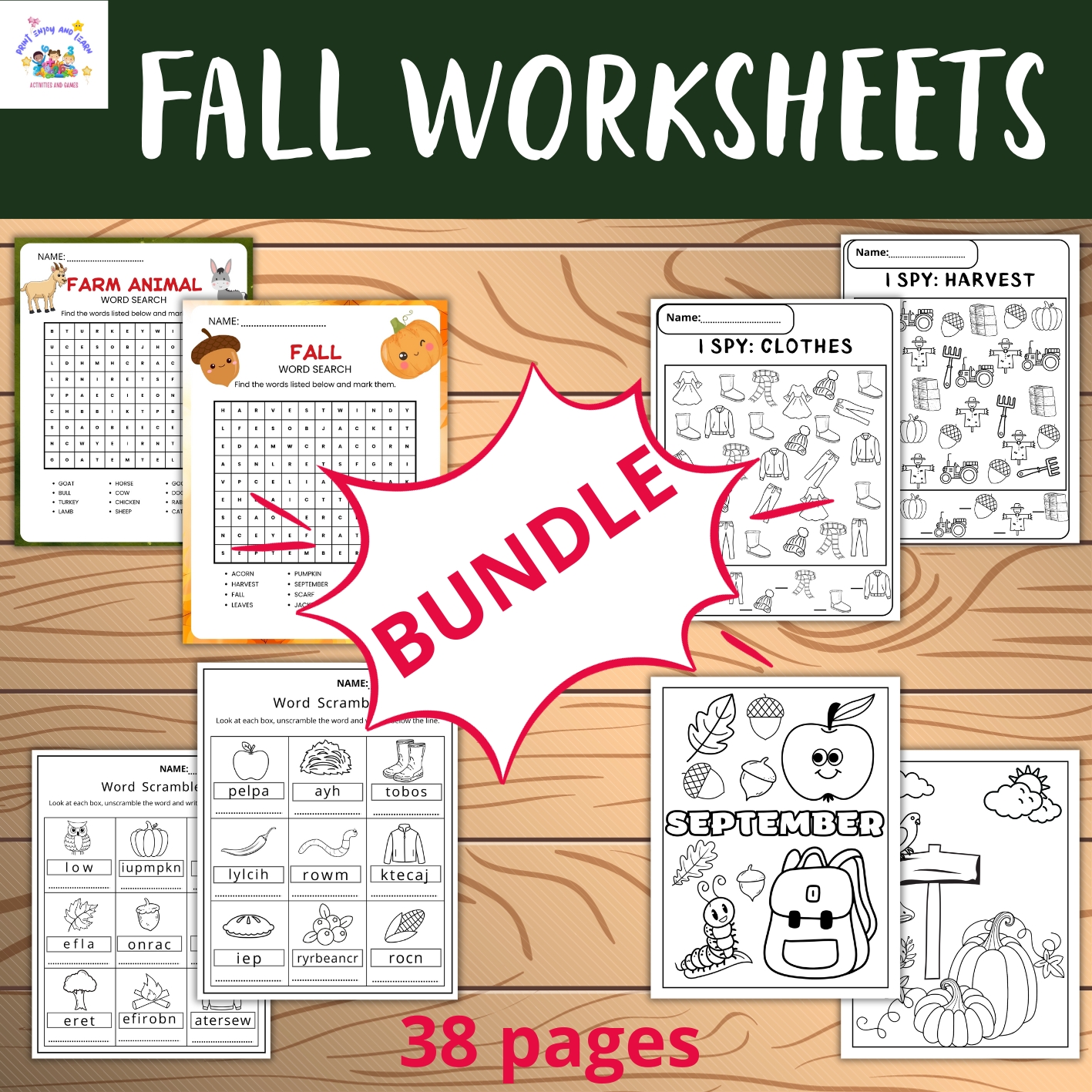 Fall Fun Worksheets BUNDLE / Autumn Activities for Kids / Printable ...