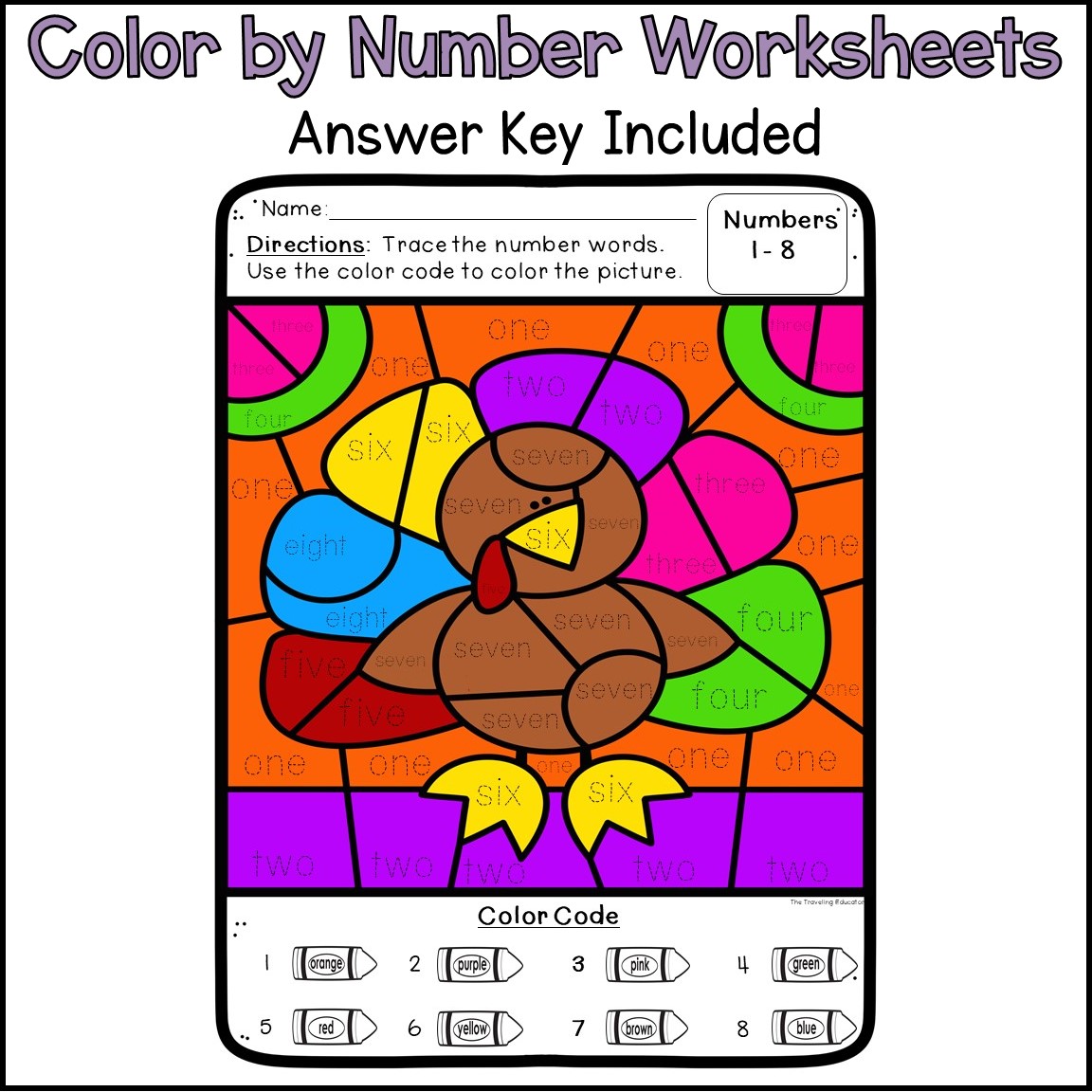 Thanksgiving Color by Number | Made By Teachers