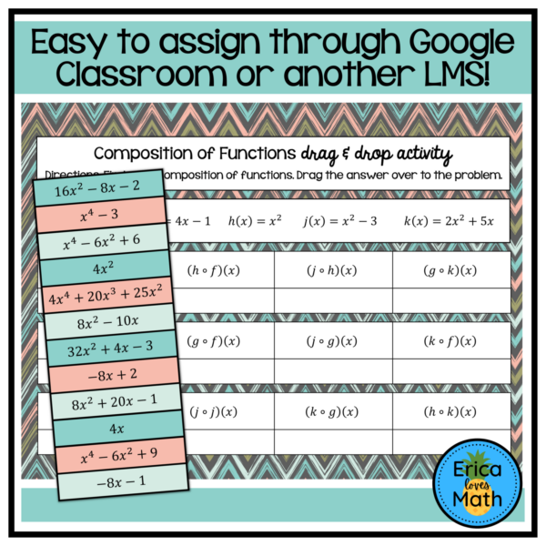 Composition of Functions Digital Activity Drag & Drop | Made By Teachers