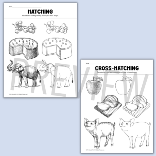 Ink Shading Worksheets to Practice Stippling, Hatching, and Cross ...