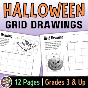 Halloween Grid Drawing Worksheets - Fall Grid Method Art Activities ...