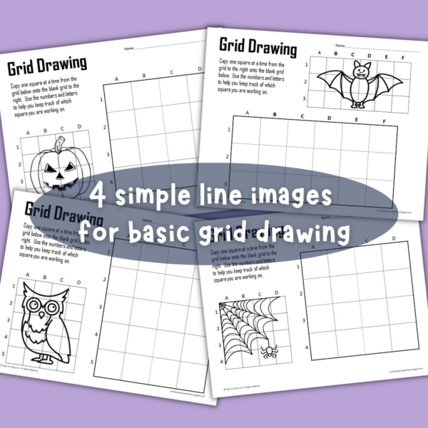 Halloween Grid Drawing Worksheets - Fall Grid Method Art Activities ...